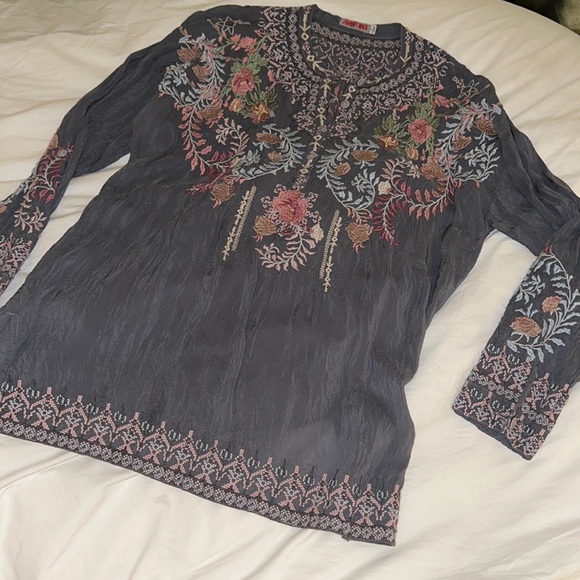 Johnny Was | Tops | Johnny Was Embroidered Silk Top | Poshmark